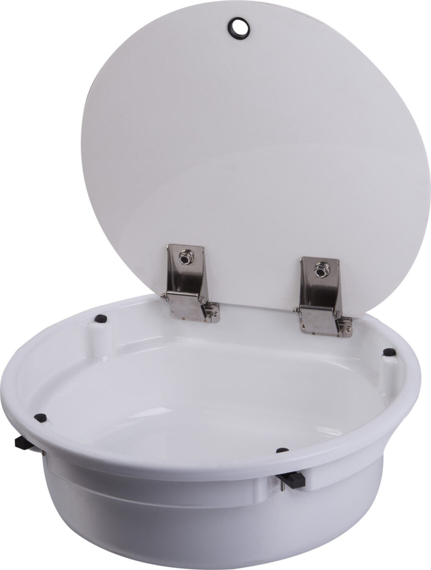 Round White Acrylic Sink Basin With Lid ф430*140mm Boat Caravan Camper ...