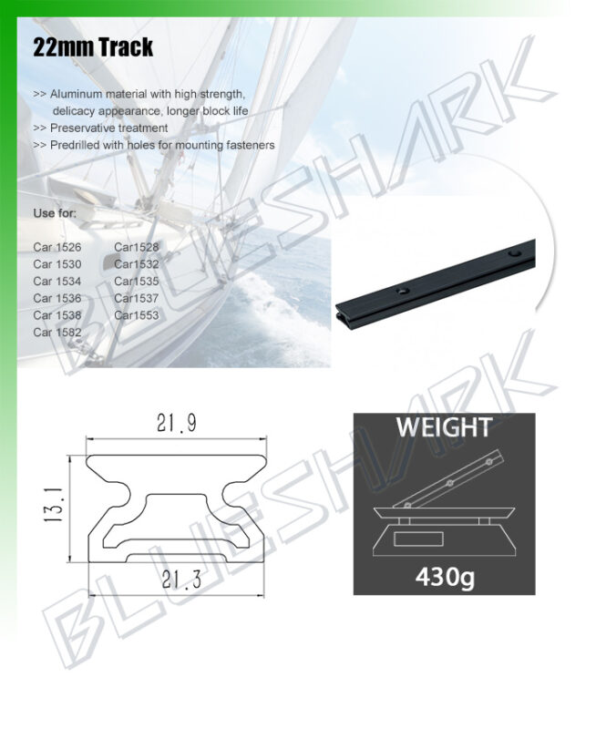 22mm Aluminum Traveler Car Track 800/1000/1200/1500/2000/2500mm Long ...